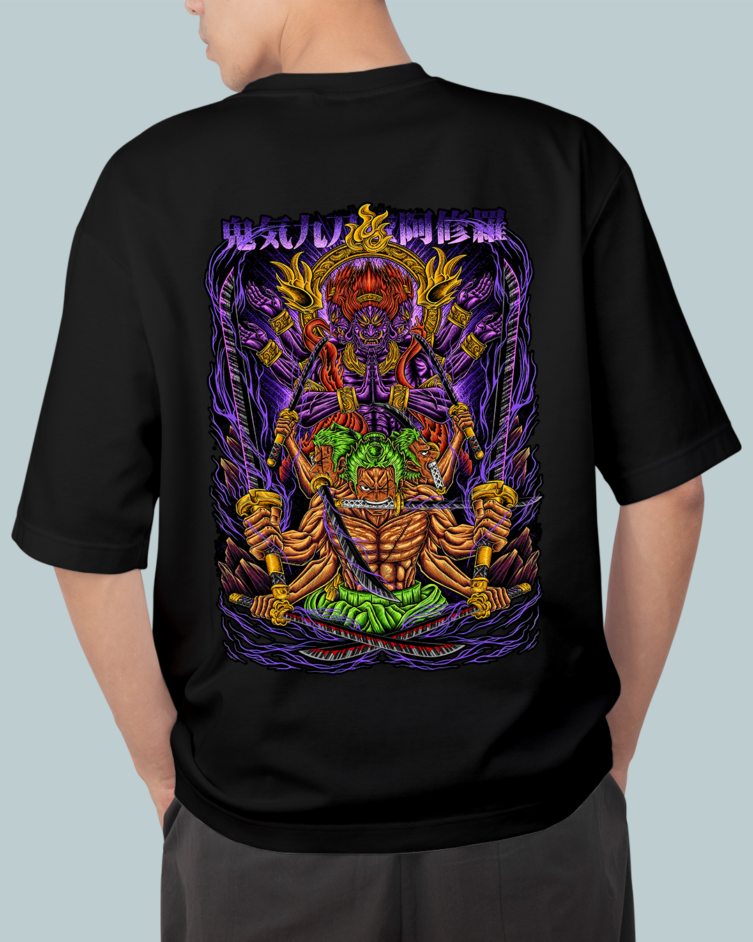 Onepiece Three Face Zoro Print Oversized Tshirt – Dope Street